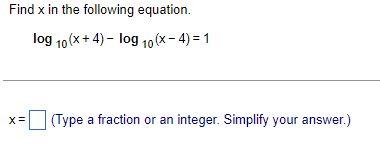 Solved Find x in the following equation. | Chegg.com
