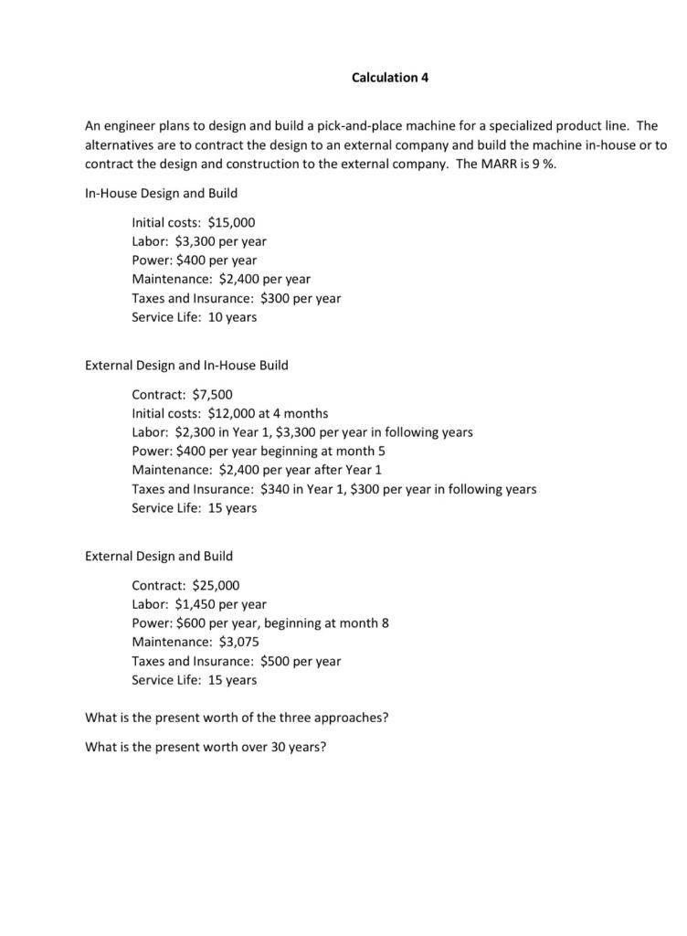 Calculation 4 An engineer plans to design and build a | Chegg.com