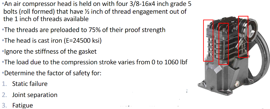 Solved -An air compressor head is held on with four 3/8−16×4 | Chegg.com