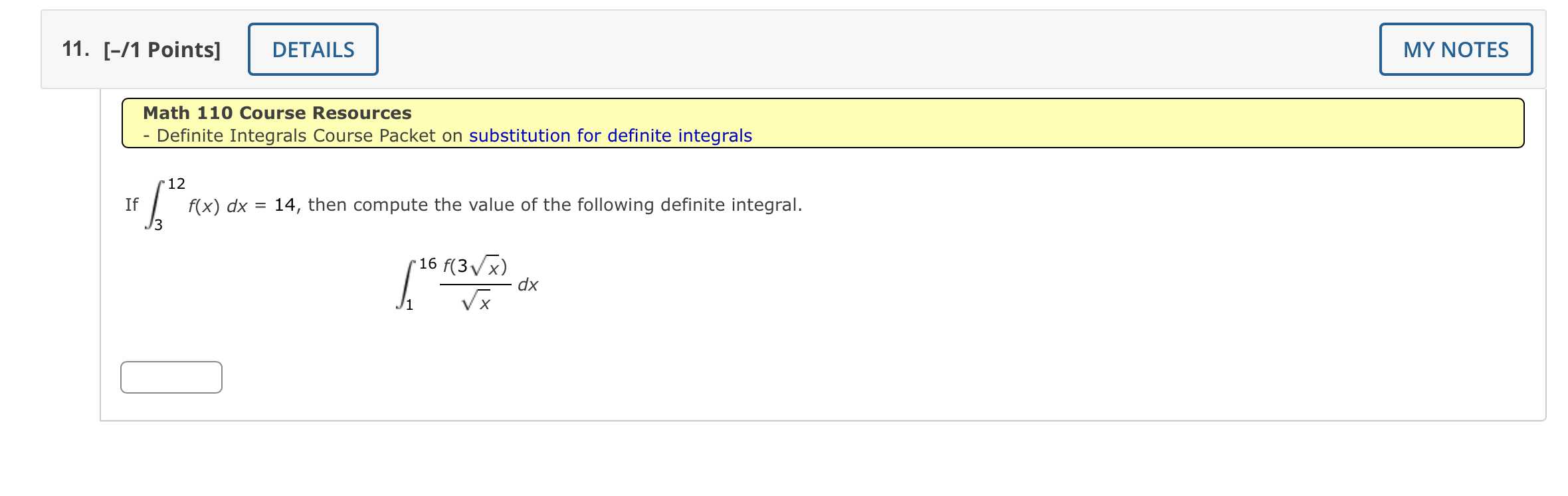 Math 110 Course Resources - Definite Integrals Course | Chegg.com