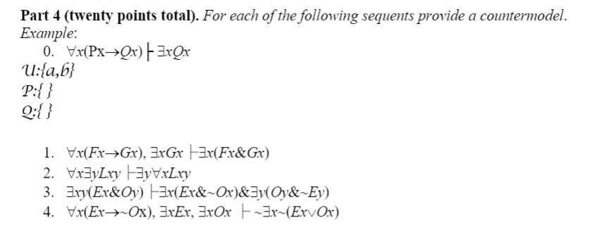 Solved Part 4 (twenty points total). For each of the | Chegg.com