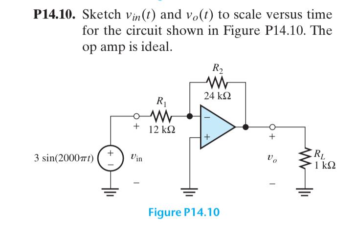 Solved P14.10. Sketch Vin(t) and vo(t) to scale versus time | Chegg.com