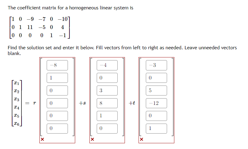 Solved The coefficient matrix for a homogeneous linear | Chegg.com