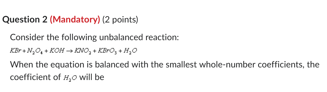 Solved Consider the following unbalanced reaction: | Chegg.com