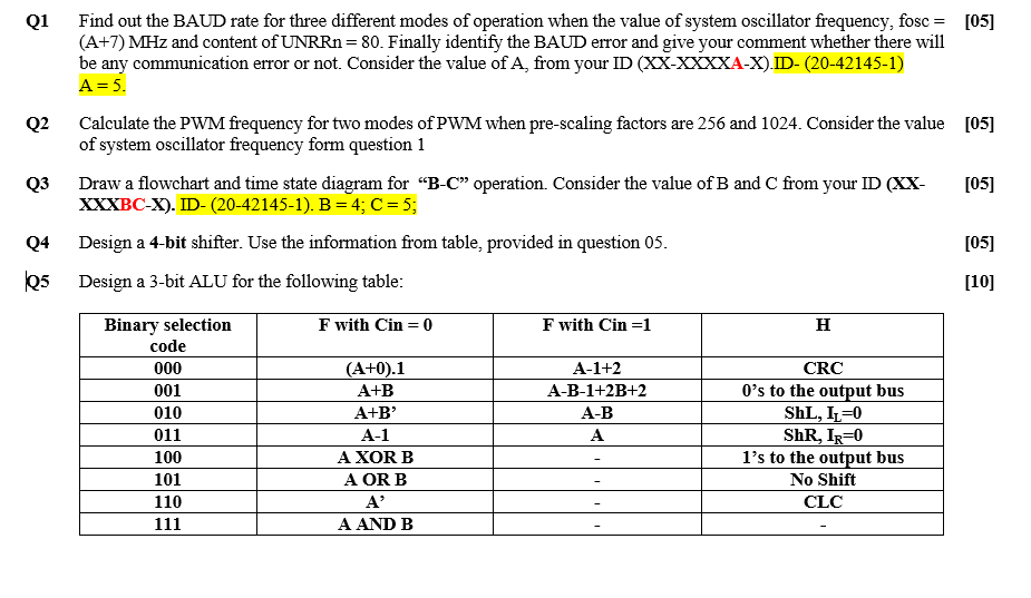 Solved 21 Find out the BAUD rate for three different modes | Chegg.com