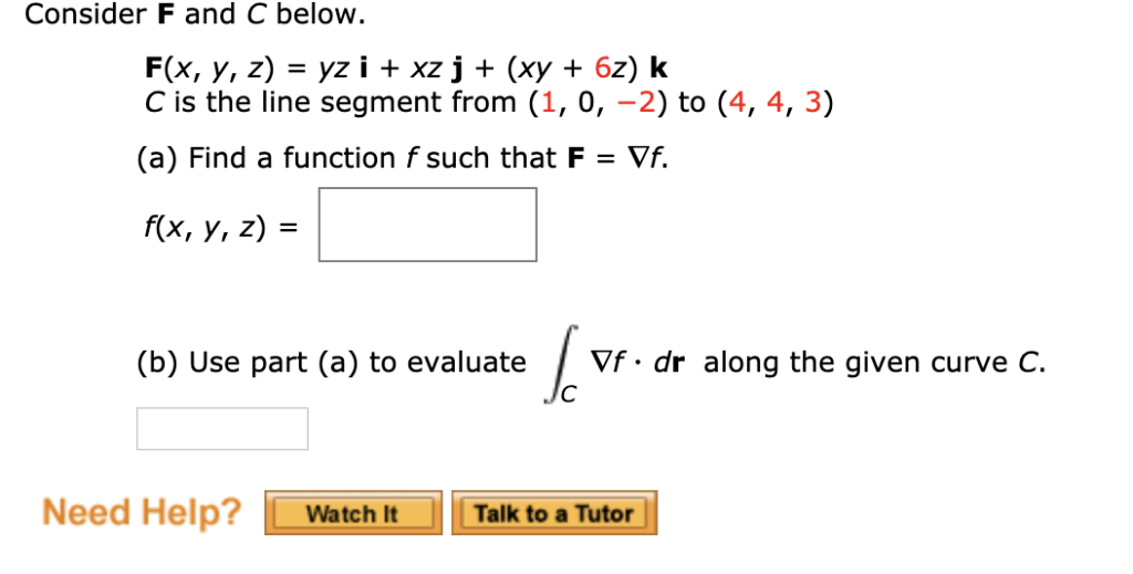 Solved Consider F and C below. F(x, y, z)-yz i + xz j + (Xy | Chegg.com