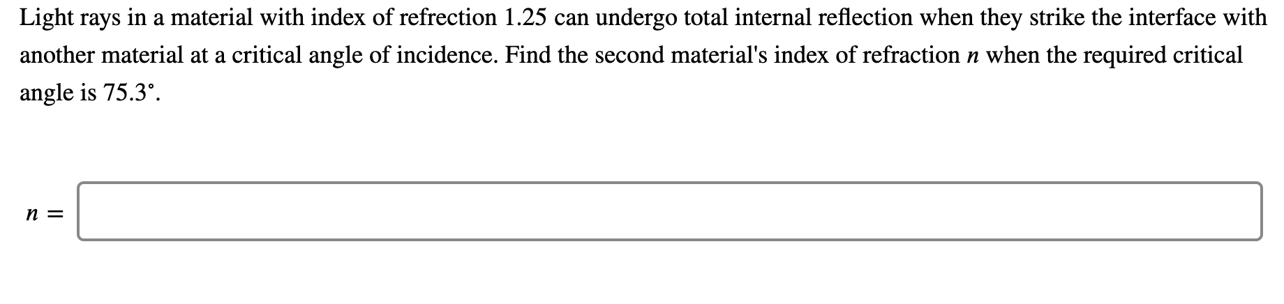 Solved Light rays in a material with index of refrection | Chegg.com