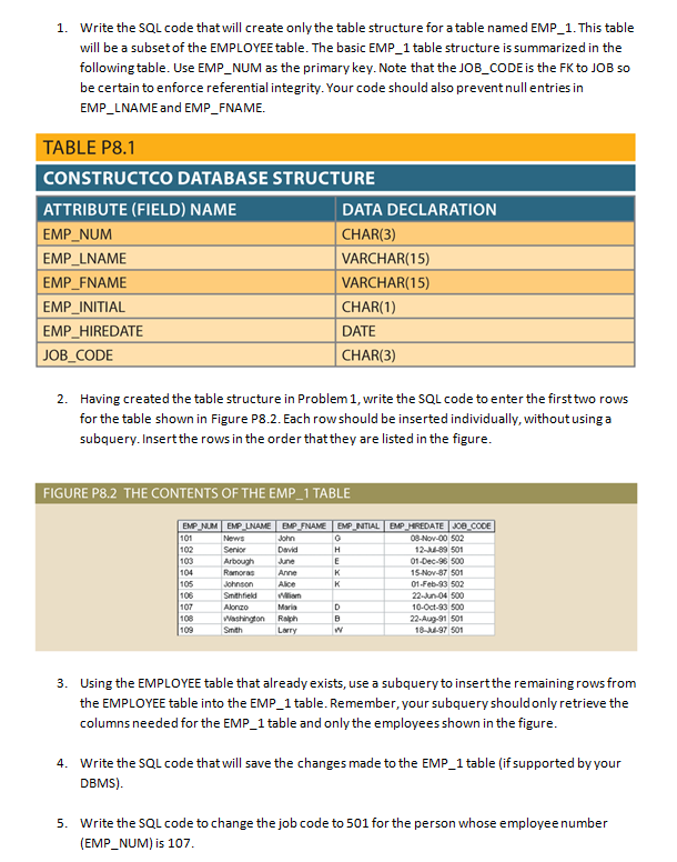 Solved Exercise 2: The Ch08_ConstructCo database stores data | Chegg.com