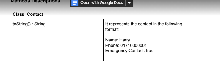Solved Contact - name : String -phone : String - emergency | Chegg.com