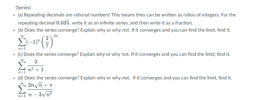 Solved (Series) - (a) Repeating decimals are rational | Chegg.com