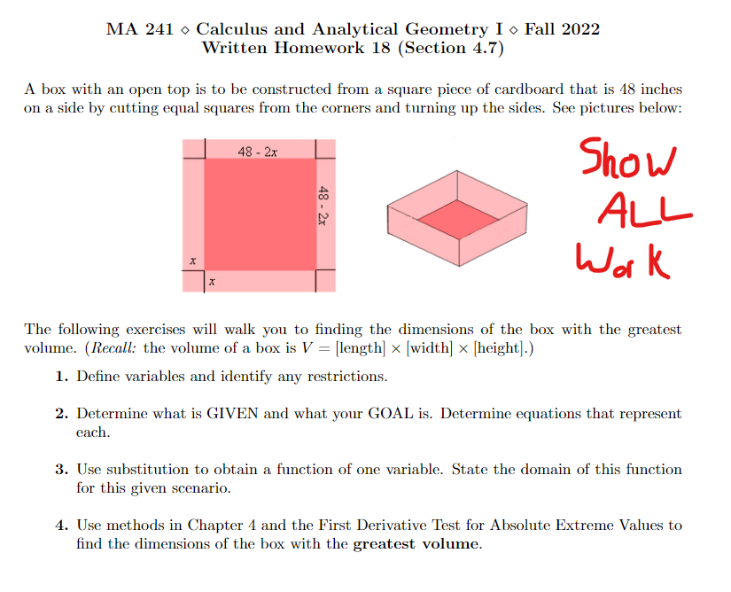 Solved MA 241⋄ Calculus and Analytical Geometry I ⋄ Fall | Chegg.com