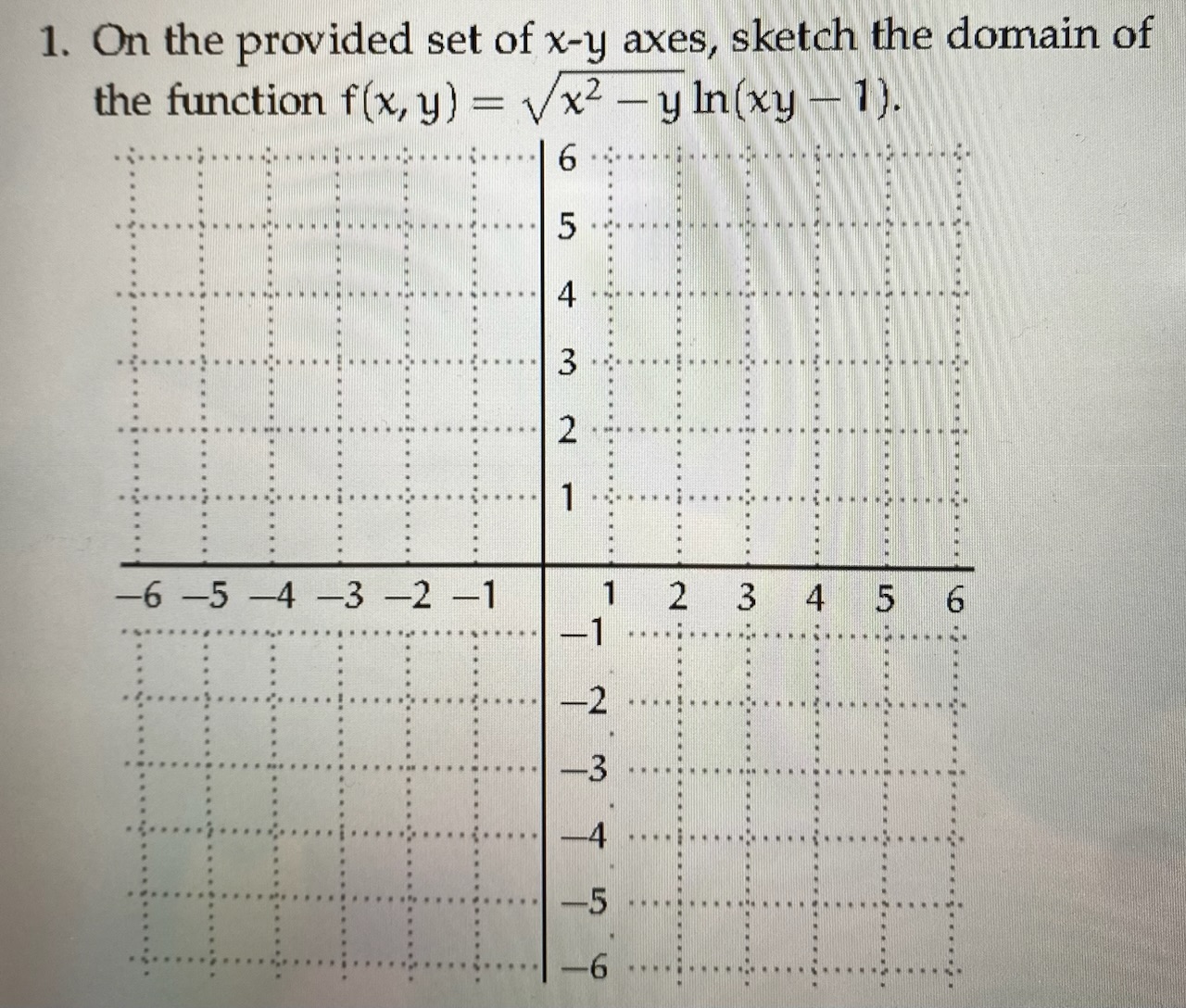 Solved 1. On the provided set of x−y axes, sketch the domain | Chegg.com