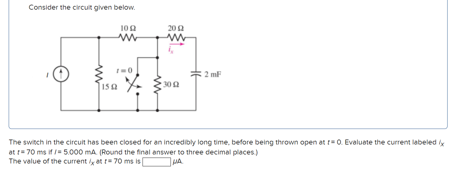 Solved Consider the circuit given below.The switch in the | Chegg.com