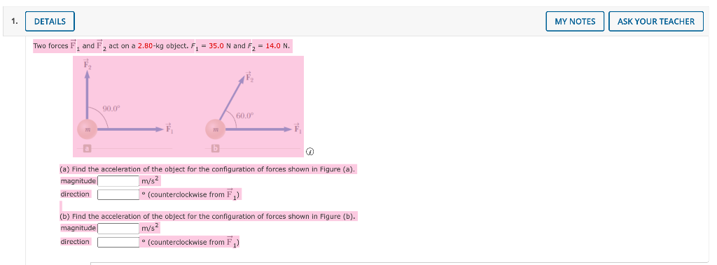 Solved Two Forces F With Arrow1 And F With Arrow2 Act On A