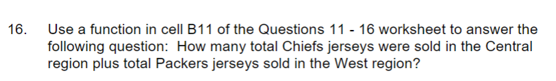 6. Use a function in cell B11 of the Questions 11 - | Chegg.com