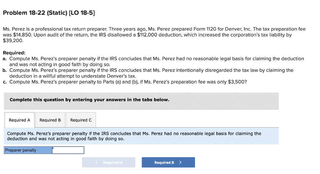 Solved Ms. Perez is a professional tax return preparer. | Chegg.com