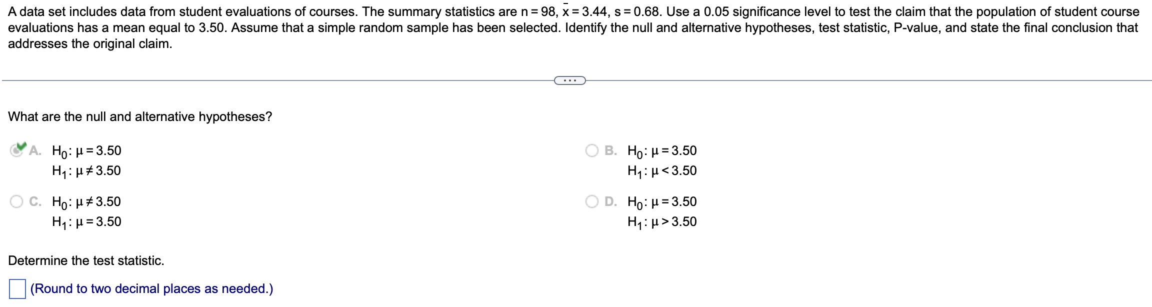 Solved Determine: P valueConclusion: (Fail to reject, | Chegg.com