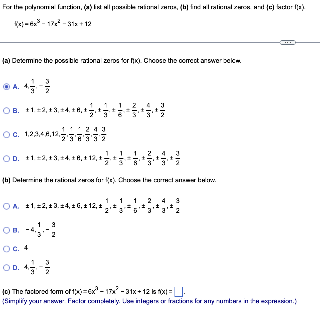 Solved For the polynomial function, (a) ﻿list all possible | Chegg.com