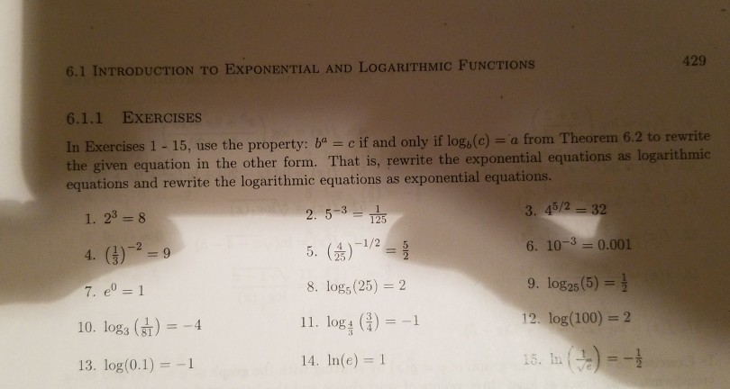 Solved 429 6.1 INTRODUCTION TO EXPONENTIAL AND LOGARITHMIC | Chegg.com