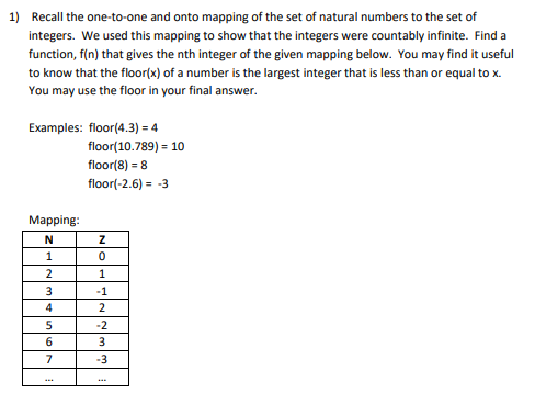 Solved 1) Recall the one-to-one and onto mapping of the set | Chegg.com