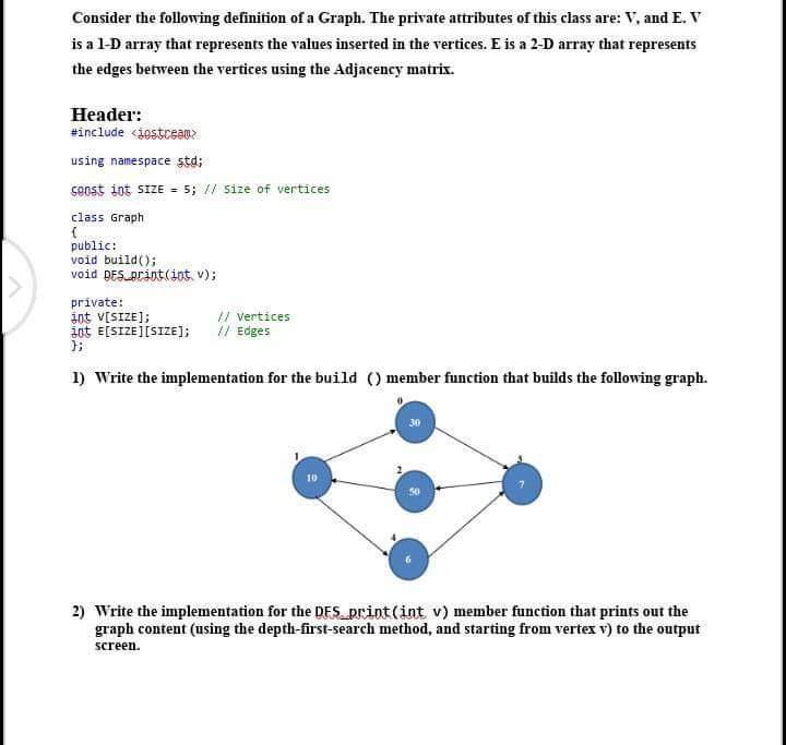 Solved Consider the following definition of a Graph. The | Chegg.com