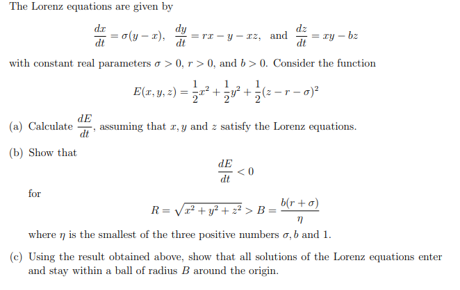 Solved The Lorenz equations are given by do dt o(y - 3), dy | Chegg.com