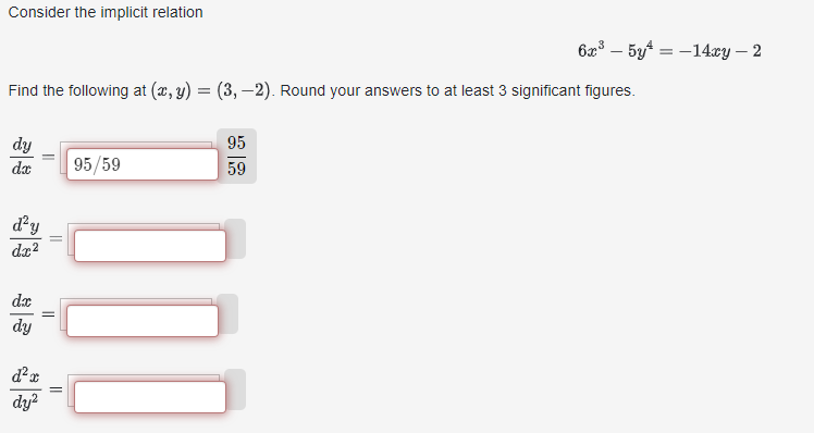 Solved Consider the implicit relation 6x3−5y4=−14xy−2 Find | Chegg.com