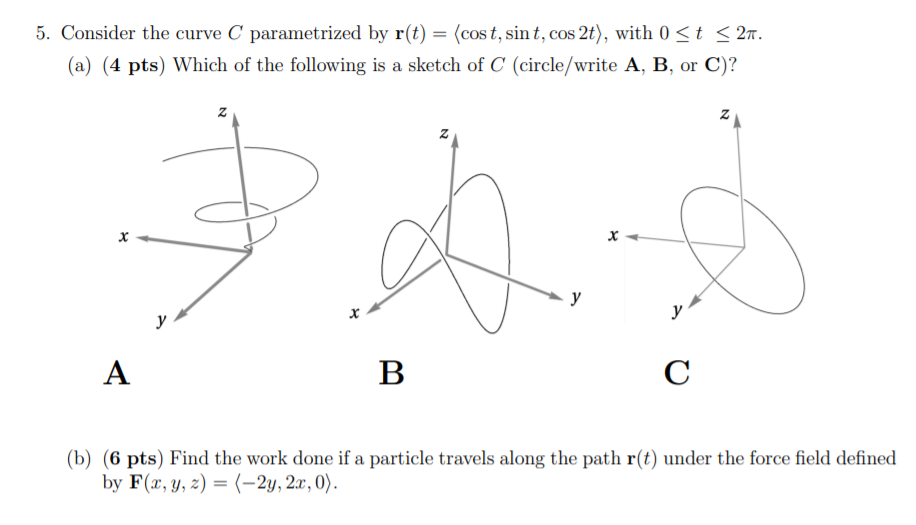 Solved 5. Consider the curve C parametrized by r(t) = (cost, | Chegg.com