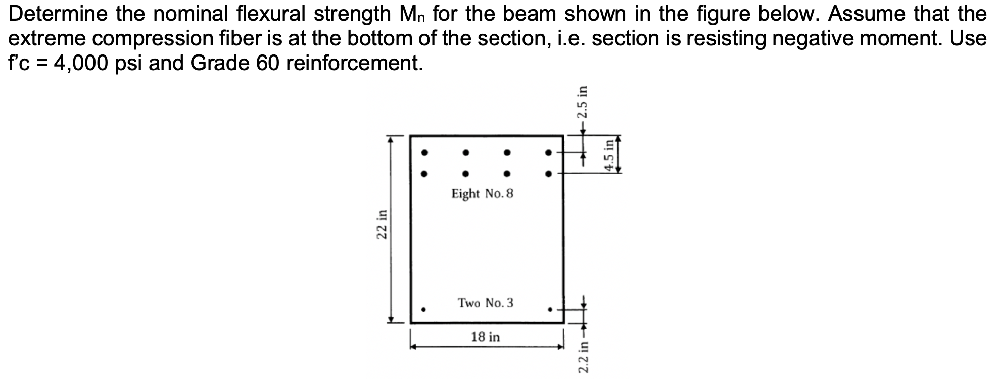 [Solved]: Determine the nominal flexural strength ( M_{n}