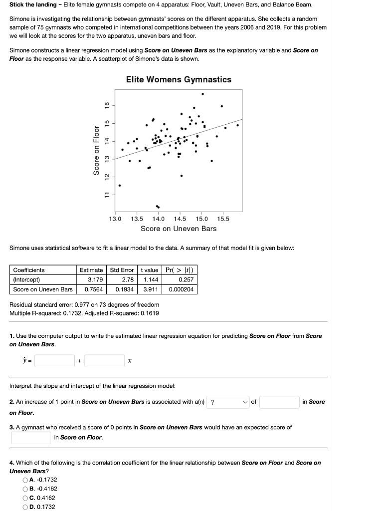 Solved Stick the landing ~ Elite female gymnasts compete on | Chegg.com