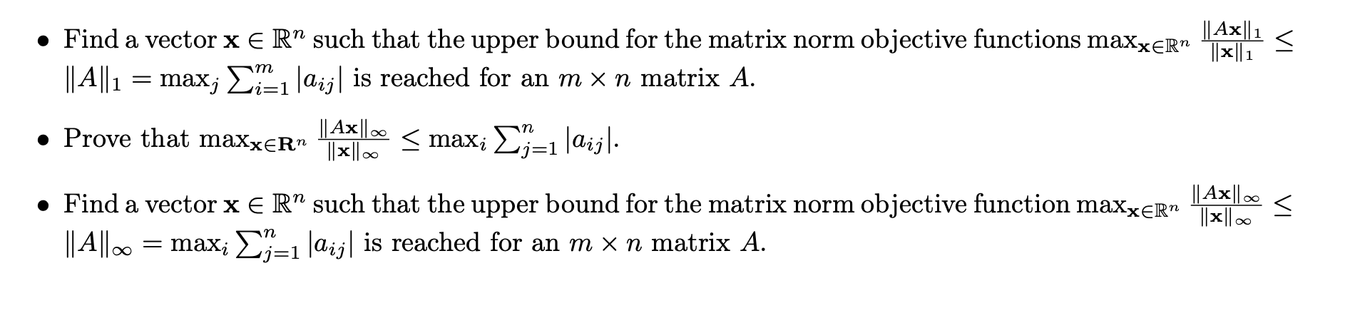 Solved • Find a vector x ER” such that the upper bound for | Chegg.com