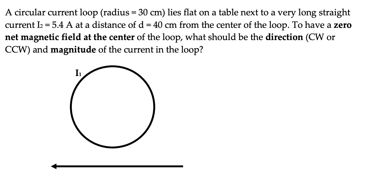 Solved A circular current loop (radius = 30 cm) lies flat on | Chegg.com