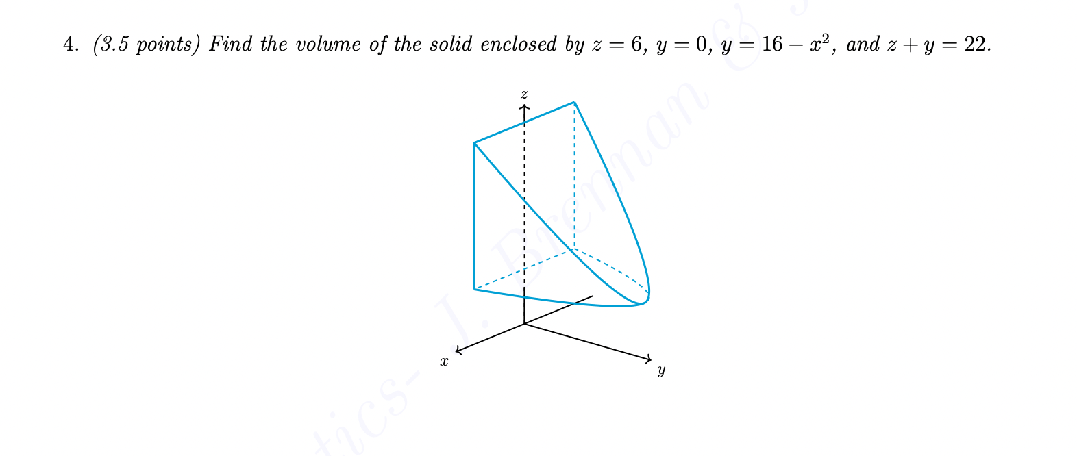 Solved 4. (3.5 points) Find the volume of the solid enclosed | Chegg.com
