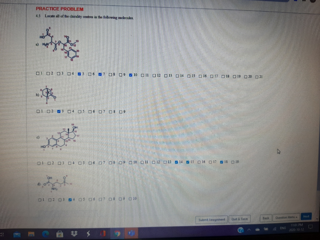 Solved PRACTICE PROBLEM 4.5 Locate all of the chirality | Chegg.com
