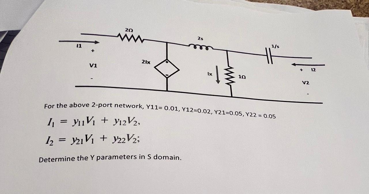 Solved For the above 2-port network, Y11= | Chegg.com