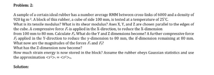 Solved Problem: 2 A sample of a certain ideal rubber has a | Chegg.com