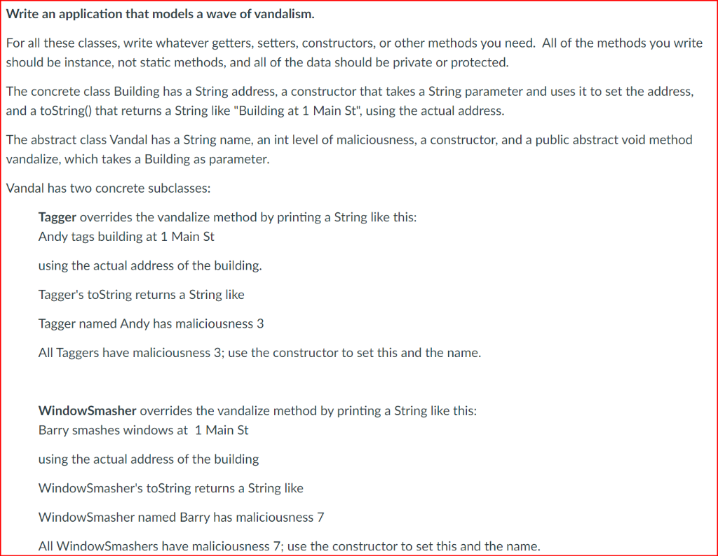 Solved rall these classes, write whatever getters, setters, | Chegg.com