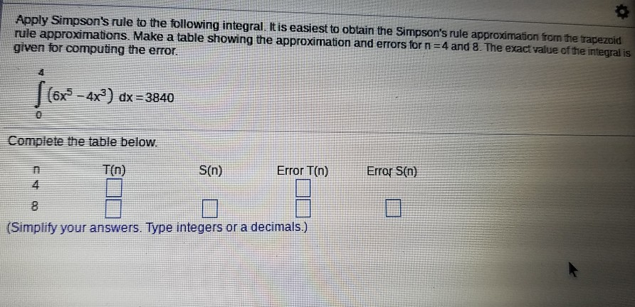 Solved Apply Simpson's rule to the following integral. It is | Chegg.com