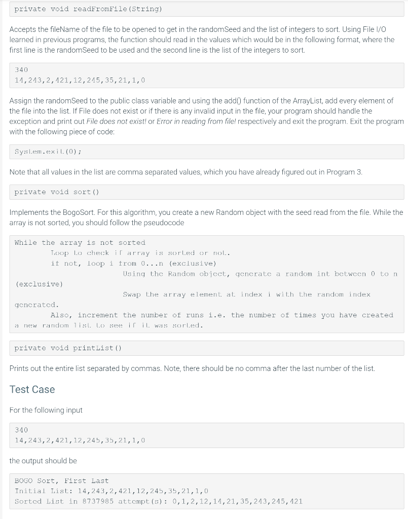 Introduction to BOGO Sort In this extra credit | Chegg.com