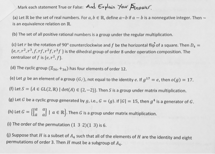 Solved Mark each statement True or False: (a) Let R be the | Chegg.com