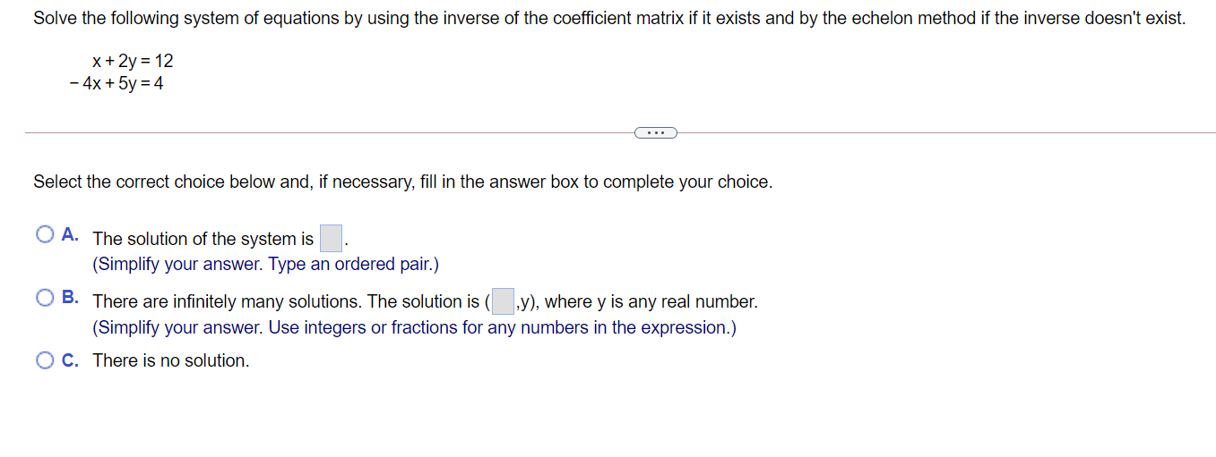 Solved Solve the following system of equations by using the | Chegg.com