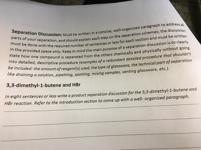 Solved on, and should explain each step on the separation | Chegg.com