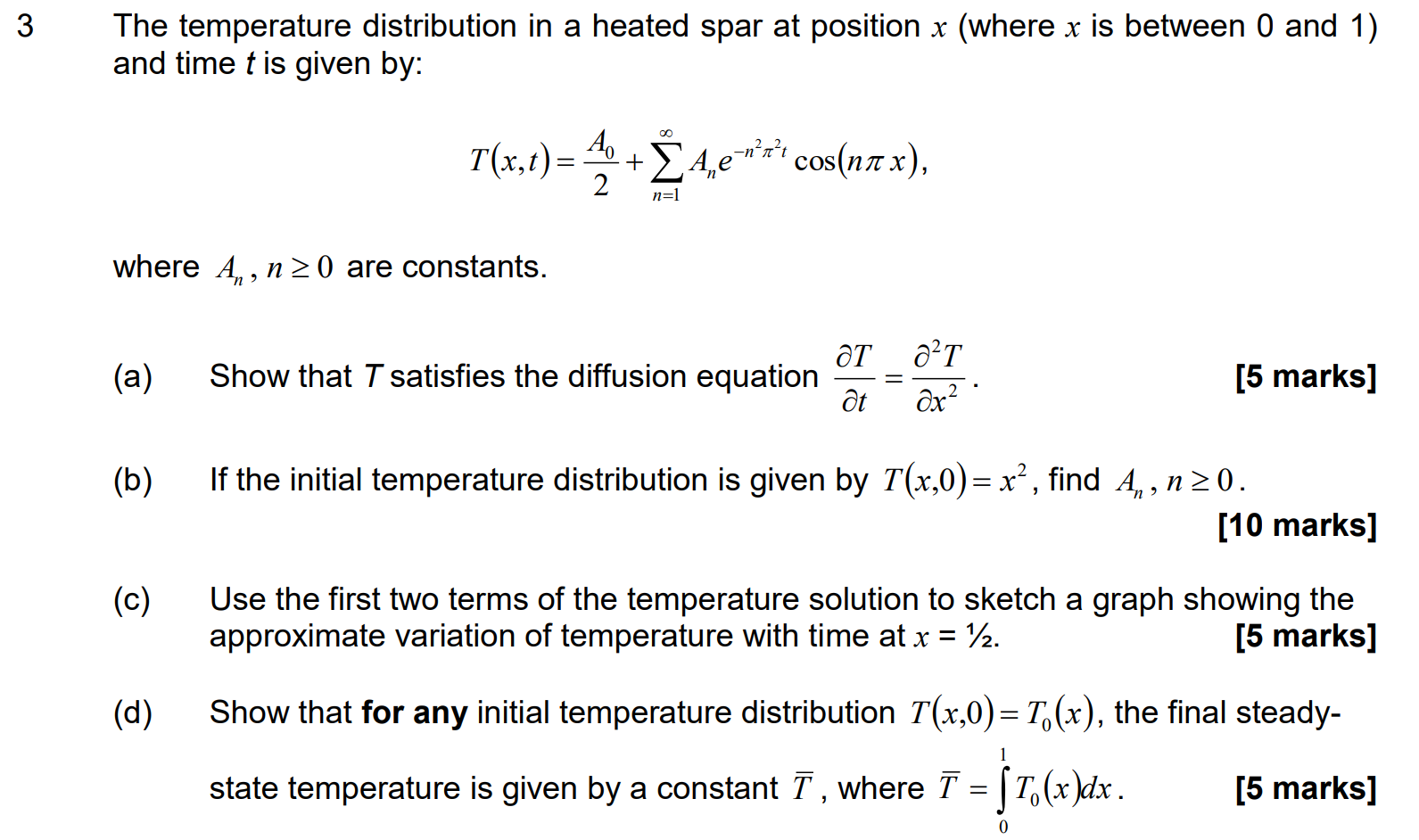 Solved The temperature distribution in a heated spar at | Chegg.com
