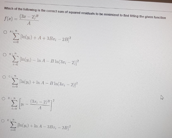 Solved Which of the following is the correct sum of squared | Chegg.com