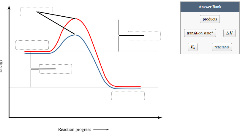 Solved Answer Bank products transition state* ΔH reactants | Chegg.com
