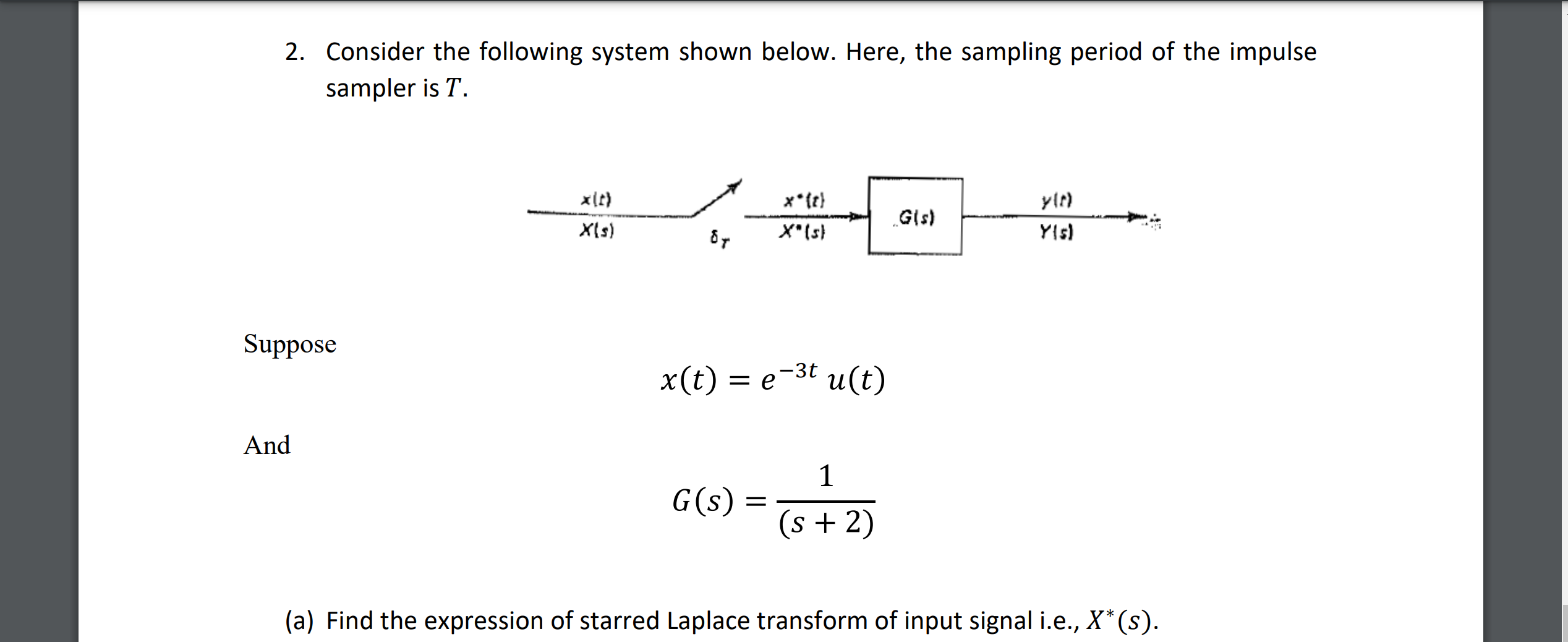 Solved 2. Consider the following system shown below. Here, | Chegg.com
