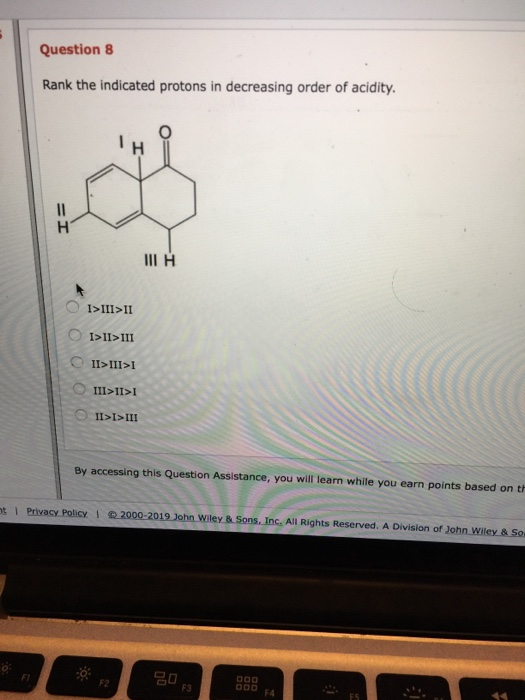 Solved Question8 Rank the indicated protons in decreasing | Chegg.com