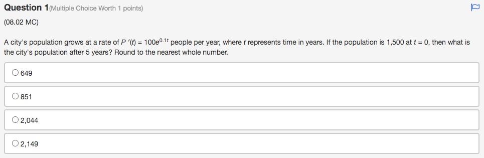 Solved Question 1(Multiple Choice Worth 1 points) (08.02 MC) | Chegg.com