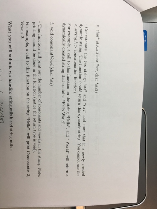 Solved Using C program. char* strCat (char *str, char *str2) | Chegg.com Solved Using C program. char* strCat (char *str, char *str2) | Chegg.com