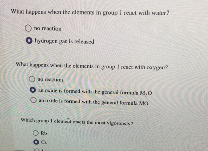 Solved What happens when the elements in group 1 react with | Chegg.com